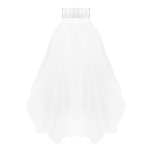 FRCOLOR Bridal Wedding Veil Women's Short Vails with Peals Tulle for Bachelorette Party 39cm/15” Single Tier Veil With Comb Wedding Party Bride Veil