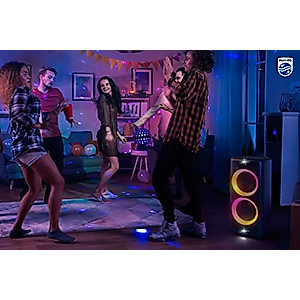 Philips X5206 Bluetooth Party Speaker with Extra bass, Up to 14 Hours Battery, Party Lights and Karaoke Effects, Microphone and Guitar Input, Audio-in, USB Charging, Built-in Trolley, TAX5206