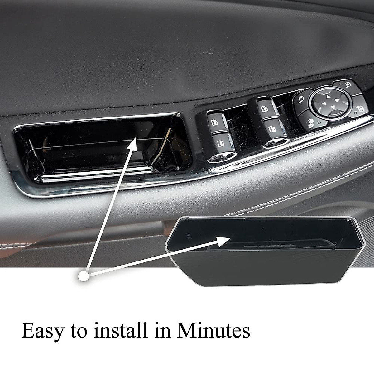 Vesul Front Row Door Side Storage Box Compatible with Ford Edge 2015-2024 Armrest Phone Container Door Organizer Handle Pocket ABS Tray Insert Glove Pallet