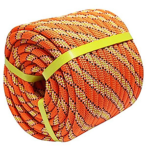 CRAYZA Double Braided Polyester Rope (1/2 in x 50 ft) Strong Arborist Rigging Rope 48 Strands for Tree Work Swing Pulling Sailing, Orange