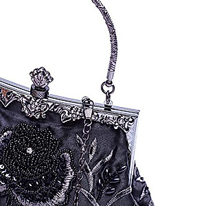 HOTER Wowens Antique Floral Seed/Bead/Sequin Bag Evening Clutch Wedding Party Clutch Purses and Handbags