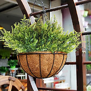 LXAFGP 8 Bundles Artificial Lavender Flowers Outdoor Fake Plants UV Resistant Plants Faux Plastic Plants for Outdoor Indoor Home Window Garden Wedding Porch Box Hanging Plants Decor (Green)