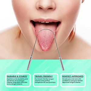 Dale Audrey Tongue Scraper for Adults | Professional Flexible Metal Tongue Brush for Oral Care | Stainless Steel Tongue Cleaner, Help Fight Bad Breath, Easy to Use, Fresh Breath