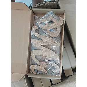 SCHOLMART Mr & Mrs Signs Wedding Wooden Champagne Gold, Table Decorations Wooden, Freestanding Letters for Photo Props, Rustic Wedding Decoration, Anniversary Wedding Shower Gift (Champagne Gold)