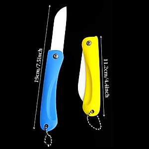 Honbay 2PCS Ceramic Folding Knife Handy Fruit Knife for Home, Travel, Picnic, Camping, etc (Blue+Yellow)