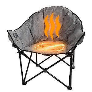 Kuma Outdoor Gear Lazy Bear Heated Chair with Carry Bag, Ultimate Portable Luxury Heated Outdoor Chair for Camping, Glamping, Sports & Outdoor Adventures (Heather Grey)