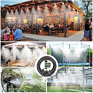 Misting Cooling System,Outside Water Misters for Outdoor Patio,80Ft(24M),Backyard Mist Hose Kits with Sprinkler Timer Yard,Lawn,Garden,Greenhouse,Fan,Umbrella,Canopy,Pool,Porch,BBQ Party Accessorie