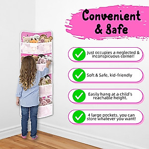 Soft Corner Shelf | Safe Hanging Organizer | Child-Friendly Wall Mount Storage | for Sundries, Toys, Stuffed Animals, Diapers | for Pantry Closet Bedroom Nursery Organization Pink