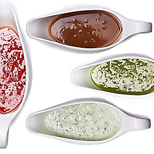 MaKar Gravy Boat, 15 oz, Spoon, Gravy Boat for Salad Dressings Milk, Sauce, Broth, Creamer, Microwave & Dishwasher Safe