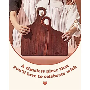 Perfect Anniversary, Wedding, Housewarming Gifts for The Couple - 2 Piece Solid Wood Cutting Board Set with Handle for Kitchen - Decorative Serving Charcuterie Board by We Made