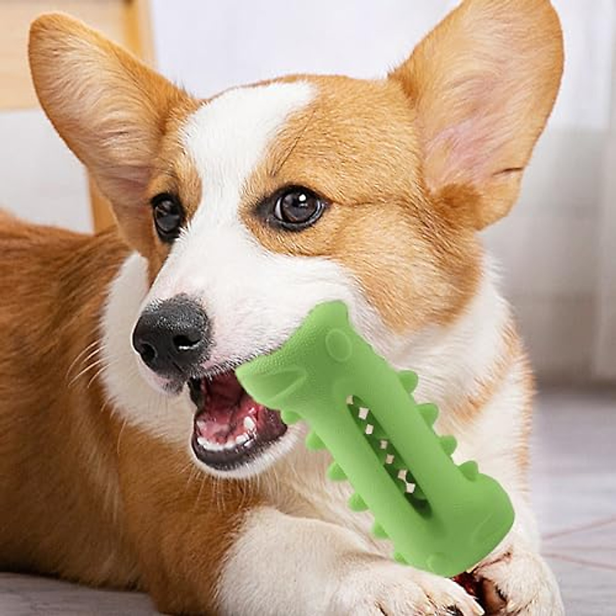 Axfbim Treat Dispensing Dog Toys, Dog Toothbrush Stick Dental Care Teeth Cleaning Toys, Indestructible Dog Chew Toys, for Large Medium Breed Dog, Durable Dog Toys (B)