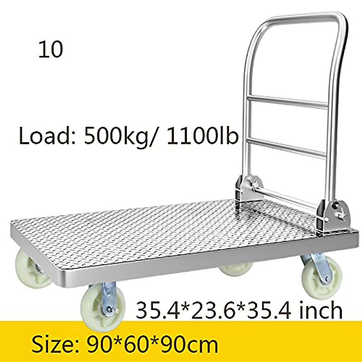 Generic Platform Hand Truck Steel Platform Truck with Foldable Handle Easy Storage Rolling Flatbed Cart for Home Office Warehouse Moving Hand Truck Foldable (Size : 90 Nylon)