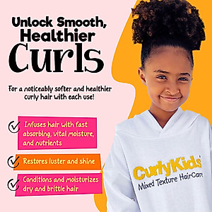 CurlyKids Hair Detangler Conditioner for Kids Kinky, Wavy & Curly Hair - Sulfate & Paraben Free Hair Care Formula - 8oz