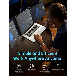 FOPO 12" Triple Laptop Screen Extender Triple Portable Monitor for 13"-14.1" Laptop, FHD 1080P IPS Dual Display, with Type-C/HDMI for Windows/MacOS/Switch -S12