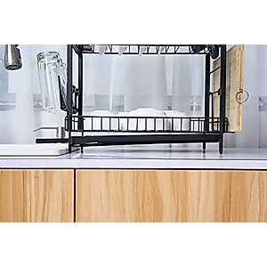 Premium Racks 2 Tier Dish Rack - Large Capacity - New Drainage System - Modern Design