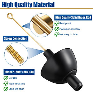 Enhon 2 Pack Toilet Tank Ball and Toilet Float Rod, Rubber Toilet Float Ball with Guide Tip, Universal Fit Tank Ball with Brass Rod, Toilet Tank Float Ball and Rod for Common Leak or Toilet Problem