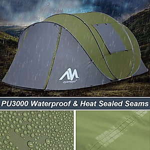 6 Person Easy Pop Up Tents for Camping - AYAMAYA Double Layer Waterproof Instant Tent with Vestibule & Porch, Large Size Family Automatic Setup 4-6 People Hiking (Poles Included)