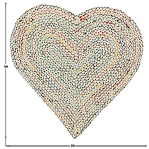 CASAVANI 100% Hand Braided Jute & Cotton Rag Rug Geometric Multipurpose,Multicolor Hard Shape Circle Area Rug Best Uses for Farmhouse,Bedroom,Nursery Room,Kids Room 5x5 6x6 4x4 Feet Round