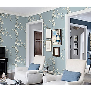 GloryTik 15.5" x 118" Floral Wallpaper Peel and Stick Wallpaper Beige Flowers Contact Paper Self-Adhesive Wallpaper Waterproof Removable Wallpaper Decoration for Cabinets Bedroom Walls