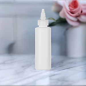 JUVITUS 4 oz / 120 ml White Plastic Cylinder Squeeze Bottle with Twist Top (12 Pack)