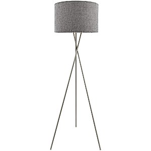 Kira Home Sadie 60" Mid Century Modern Tripod LED Floor Lamp + 9W Bulb (Energy Efficient/Eco-Friendly), Gray Drum Shade, Brushed Nickel Finish