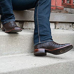 Soto Boots Men's Caiman Belly Print Cowboy Boots H4001 (Brown,11)