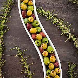 Swerve 6 Ounce Olive Plate, 1 Curved Olive Tray - Large, Chip Resistant, White Porcelain Olive Canoe, Dishwasher Safe, For Snacks, Condiments, Or Appetizers - Restaurantware,Black