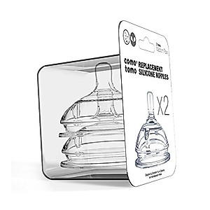 COMOTOMO, 2 Pack Silicone Replacement Nipple, Clear, 3-6 Months, New 