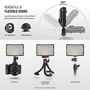 Neewer on Camera Video Light Photo Dimmable 176 LED Panel with 1/4" Thread for Canon, Nikon, Sony and Other DSLR Cameras, 5600K (Battery Not Included)