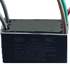 SaiDian 1Pcs Ceiling Fan Capacitor 5 Wire CBB61 2.5uf+3.5uf+4uf 250V 300V AC 50/60Hz