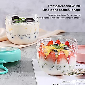 MANMAOHE 3 Pack 20 Oz Overnight Oats Containers with Lids and Spoons Plastic Yogurt Cups Dessert Cups Reusable Snack Containers Food Storage Containers for Cereal On The Go Container