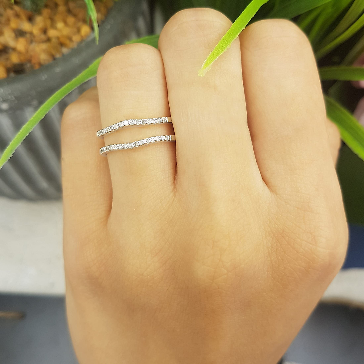 Dazzlingrock Collection Round White Diamond Wedding Enhancer Ring for Women (0.18 ctw) in Solid White Gold, Size 7