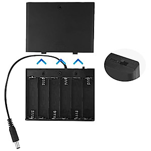 WMYCONGCONG 5 PCS 6x1.5V 9V AA Battery Holder Case Box with 2.1x5.5mm DC Male Connector and On/Off Switch