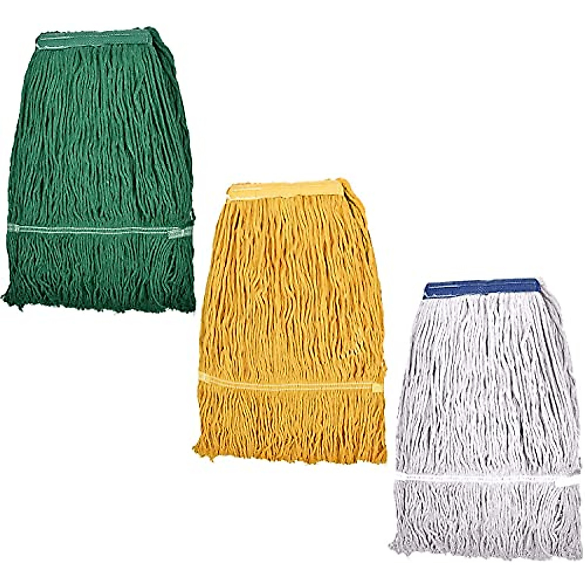 Mop Heads Replacements, 3 Pack Heavy Duty Commercial Cotton String Mops Refills, 14 Inch Wet Mop Headband Looped End String Head Refill for Home Industrial Floor Cleaning, Reusable Dirt Hair Sweeper