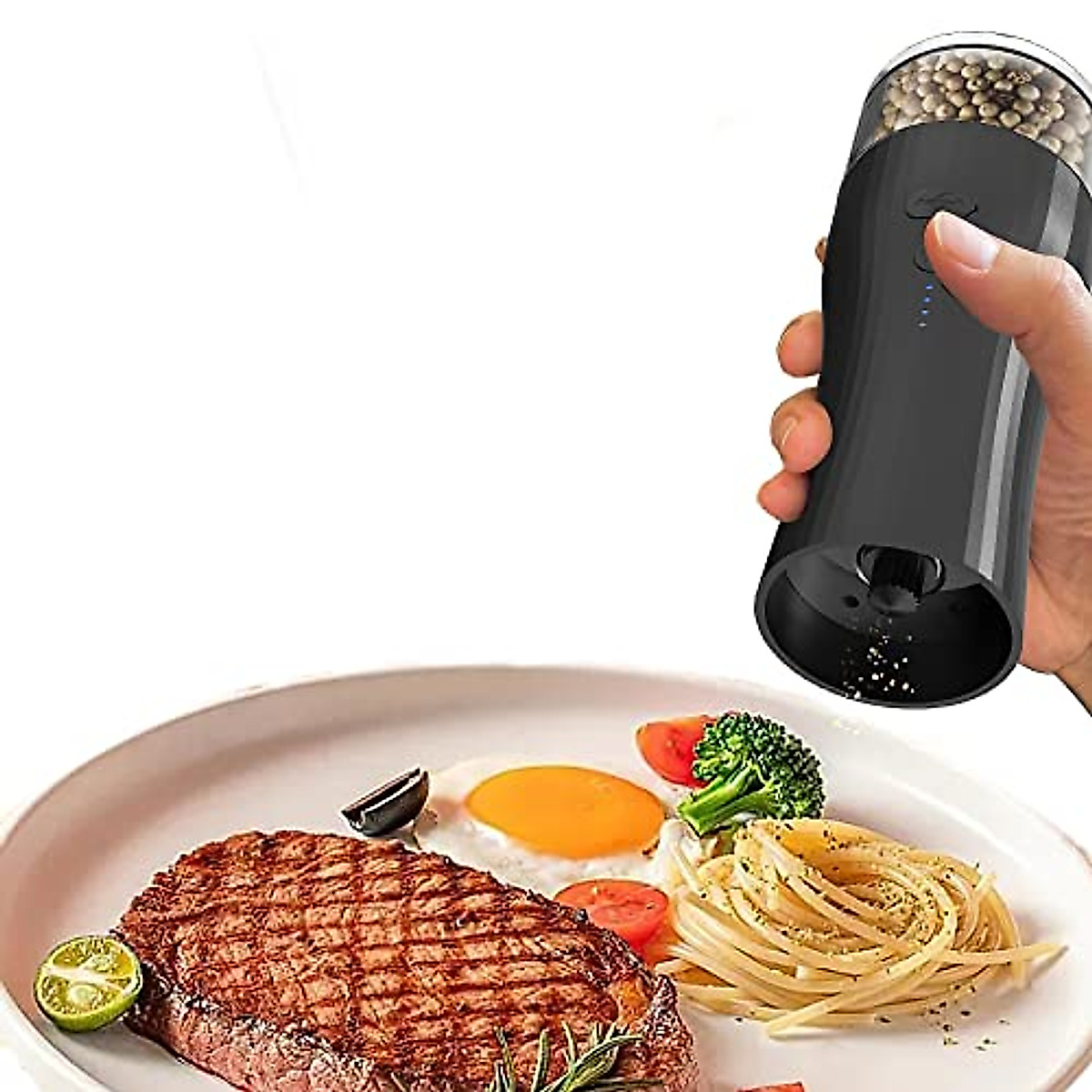 Electric Pepper And Salt Grinder,2pcs Packaged Rechargeable Grinder Set,Built-In Battery Large Storage And Grinding space,Auto Operation with Adjustable Coarseness Grinder(2in1).