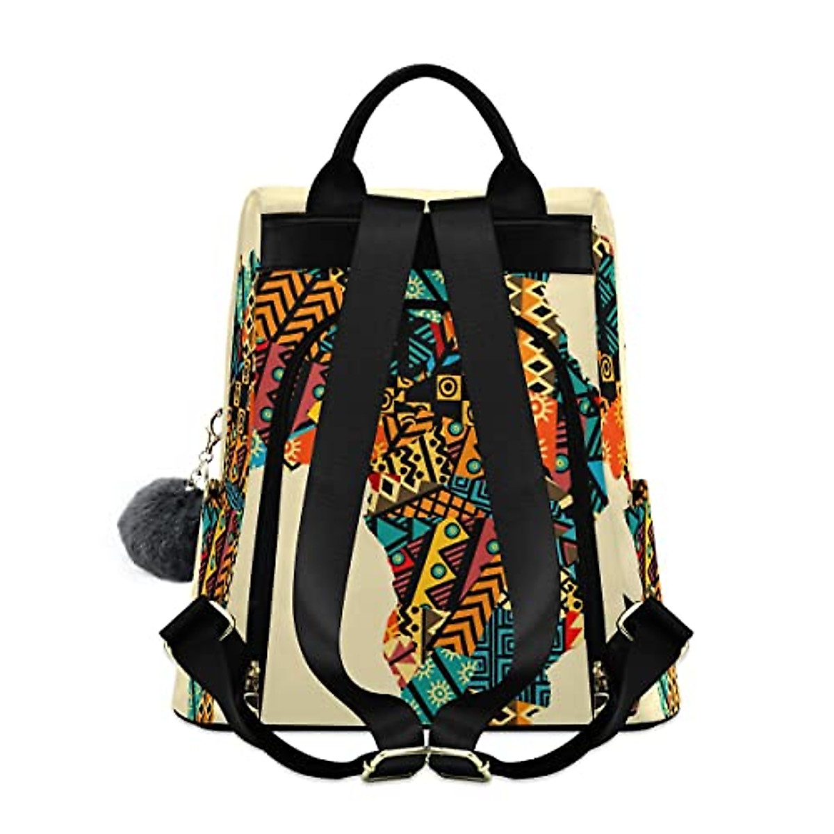 Jucciaco African Map Ethnic Backpack Purse for Women Travel Shoulder Bag Casual Lightweight Backpack for Women