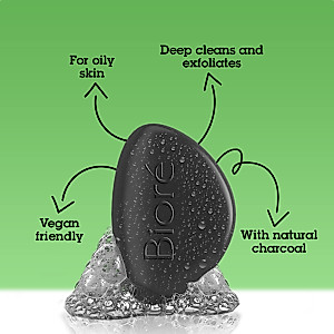 Bioré Charcoal Pore Penetrating Bar, with Jojoba Beads for Gentle Exfoliation of Oily Skin, 3.77 Ounce