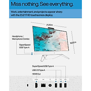 HP All-in-One PC, 23.8" FHD Micro-Edge Touchscreen Display, AMD Ryzen 5 Processor, AMD Radeon Graphics, 12 GB RAM, 512 GB SSD, Windows 11 Home OS, Wi-Fi (24-cb1142, 2022) (Renewed)