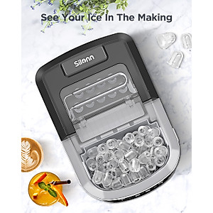 Silonn Ice Maker Machine Countertop, 26 lbs in 24 Hours, 9 Cubes Ready in 6 Mins, Self-Clean Ice Maker Compact Portable Ice Maker with Ice Scoop and Basket