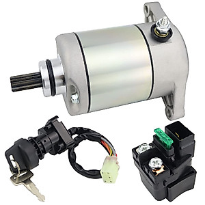 STABSOLI Starter Motor & Solenoid Relay & Ignition Switch for Suzuki ATV EIGER 400 2WD 4WD LT-A400 LT-F400 2002-2007 3545-016 31100-38F00 3313-719 31210-PWB1-900 SM-14241
