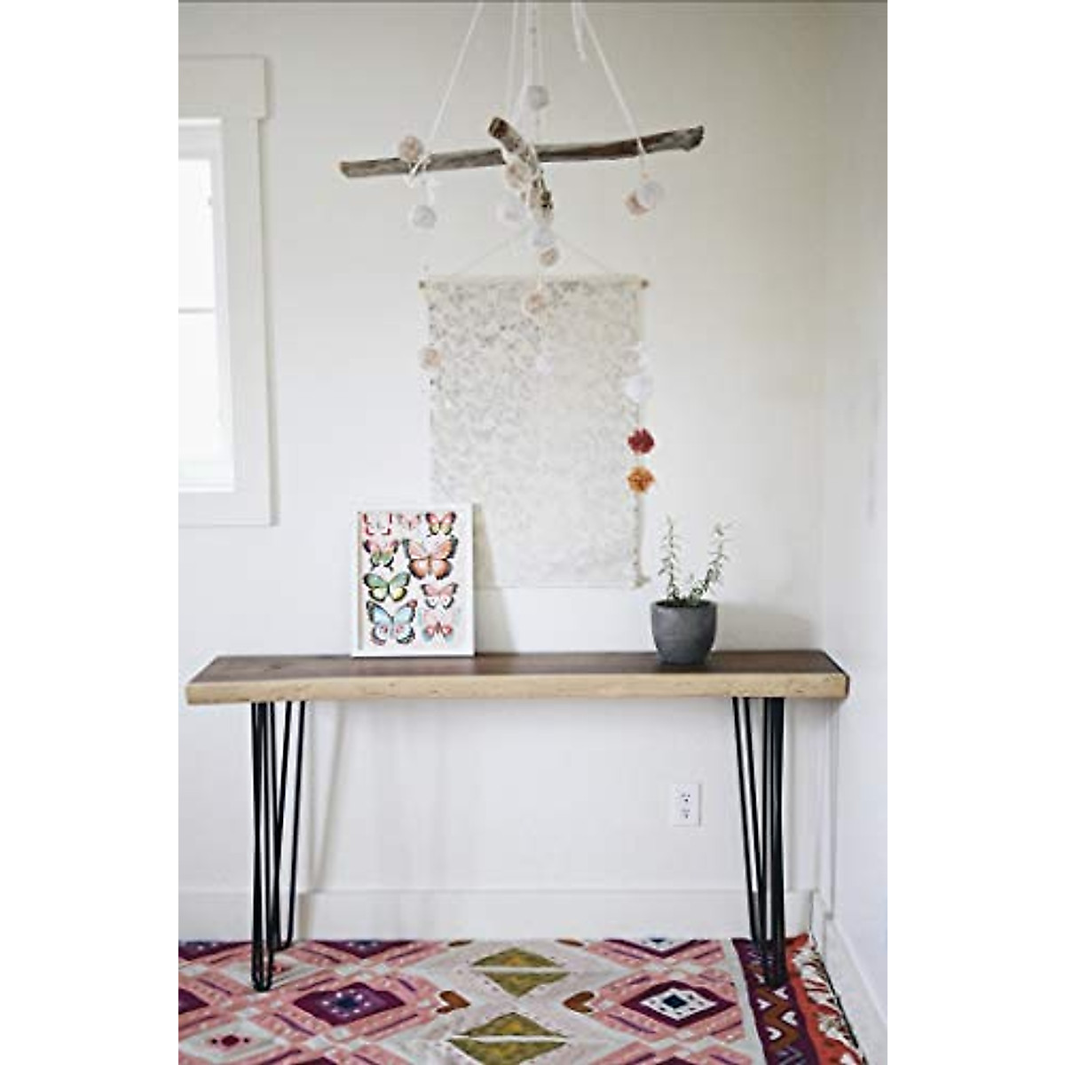 Live Edge Walnut Narrow Desk - Any Size - Handmade Black Walnut Computer Desk Mid Century Modern Walnut Desk