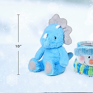 VANLINNY Blue Dinosaur Stuffed Animals, 9" Valentines Day Gifts for Kids, Soft Stuffed Dinosaur Toys, Cute Triceratops Figure, Birthday Xmas Gifts for Boys and Girls 3 4 5 6 7 8