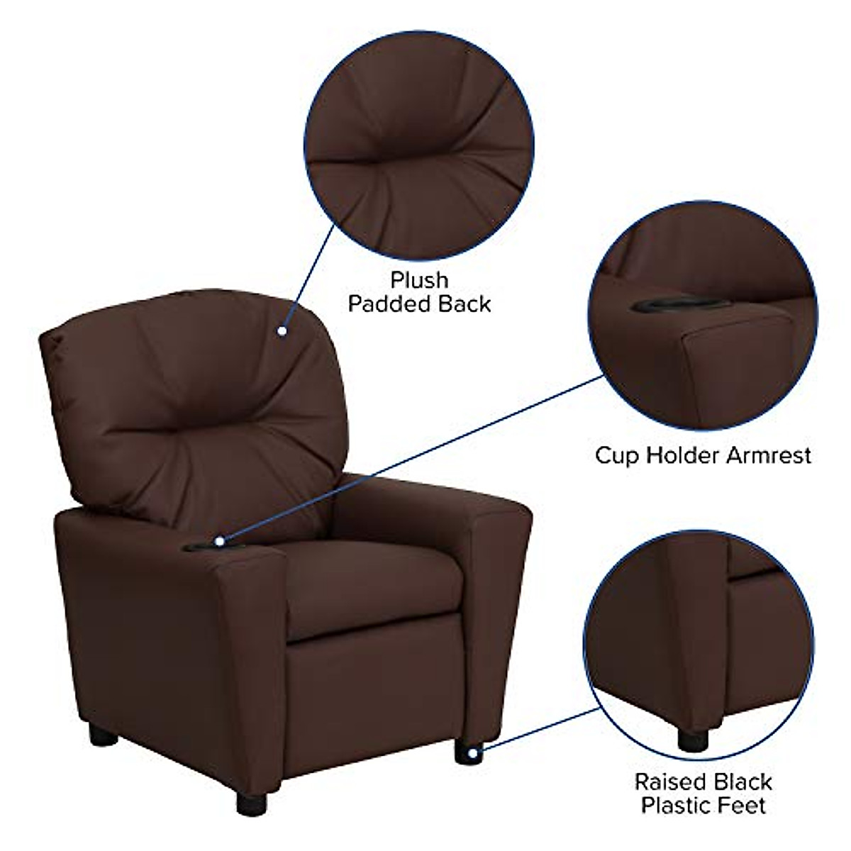 Flash Furniture Contemporary Brown LeatherSoft Kids Recliner with Cup Holder