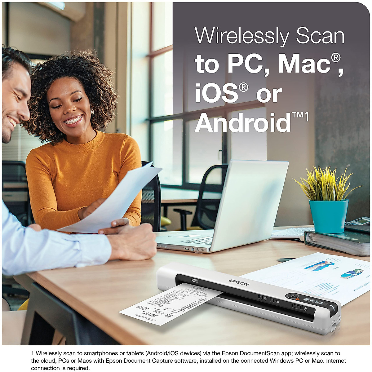 Epson DS-80W Wireless Portable Sheet-fed Document Scanner for PC and Mac