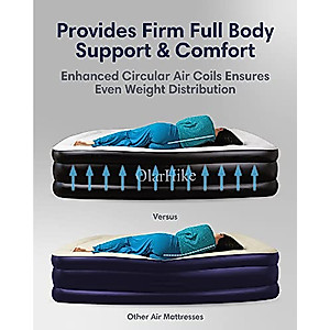 OlarHike Inflatable King Air Mattress with Built in Pump,18"Elevated Durable Air Mattresses for Camping,Home&Guests,Fast&Easy Inflation/Deflation Airbed,Black Family Blow up Bed,Travel Cushion,Indoor