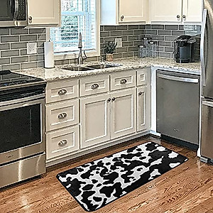 Cow Print Animal Skin Area Rug Non-Slip Washable Soft Floor Mat Carpet for Kitchen Bedroom Living Room Bathroom Home Decor,39x20 Inch