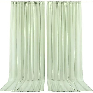 Sage Green Chiffon Sheer Backdrop Curtain for Wedding, Parties, Sage Green Arch Drapes for Backdrop Decoration,Wrinkle-Free 10ft x 10ft