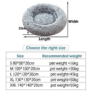 XIEMINLE Donut Cat Bed Anti Anxiety Dog Bed, Fluffy Calming Pet Bed Round Plush Pet Bed for Large Medium Small Dogs and Cats, Dog Sofa Bed with Non-Slip Bottom,80cm/31.5in,Purple