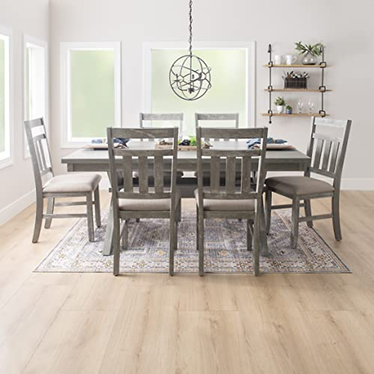 Powell Turino Dining Set, Grey Oak Finish, 6 Chairs