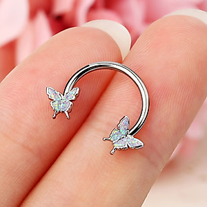 Jewseen Butterfly Daith Earring, 16G/1.2mm Gauge, 316L Surgical Steel, Hypoallergenic, for Cartilage Piercing